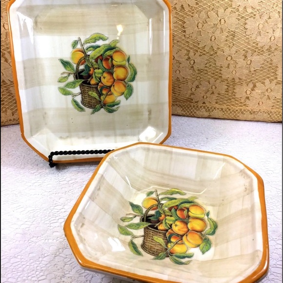 Himark | Dining | 2 Piece Himark Italy Peaches Bucket Ceramic Serving ...